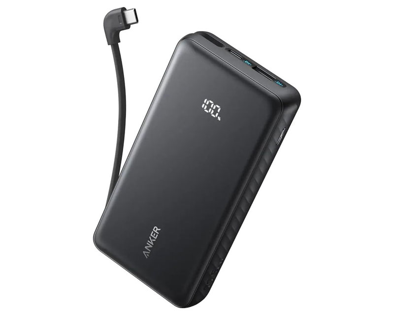 ANKER Zolo 20000mAh, 22.5W, sa ugrađenim USB-C kablom, Power Bank crni
