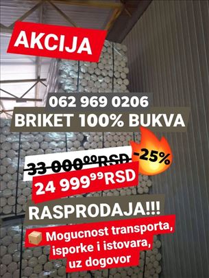 Briket AKCIJA BUKVA 100% briketi za grejanje najkv