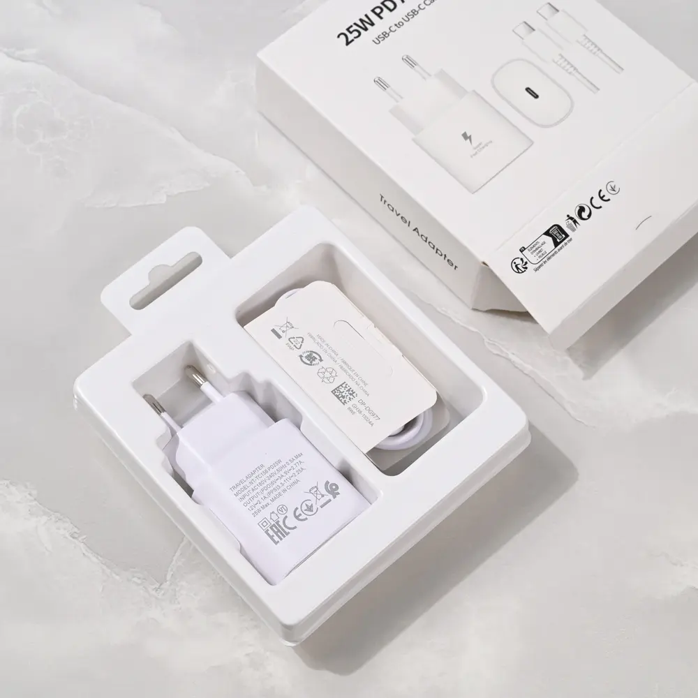 Kućni punjač PD Fast charger za Samsung sa PD Type C kablom CE, 25W, Beli
