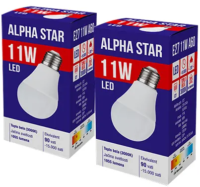 Alpha Star LED Sijalica E27 11W toplo bela 2 komada 023222