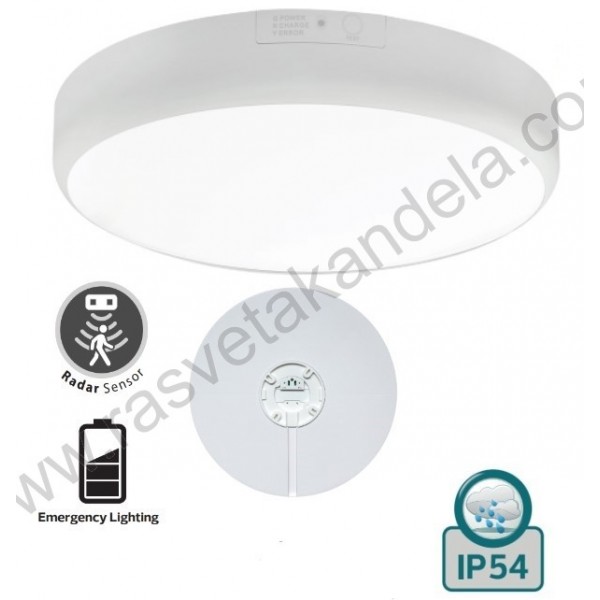 LED plafonjera/panik lampa punjiva 5CCT 25W 2700-6500K IP54 sa senzorom pokreta LUCAS-25