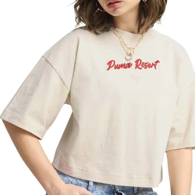 Puma Ženska maјica Premium Ess Oversized Grafik Tee, Kratki rukav, Bež