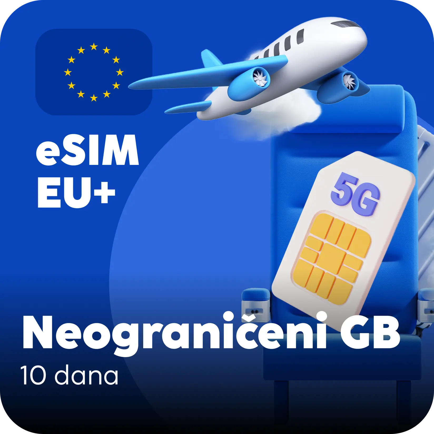Evropa eSIM kartica - Neograničena količina prepaid mobilnih podataka za 10 dana