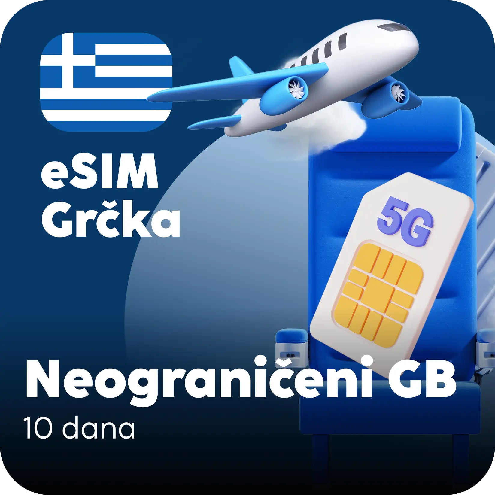 Grčka eSIM kartica - Neograničena količina prepaid mobilnih podataka za 10 dana