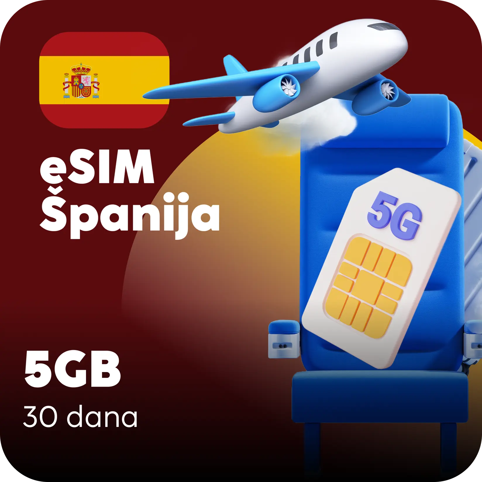 Španija eSIM kartica - 5GB prepaid mobilnih podataka za 30 dana
