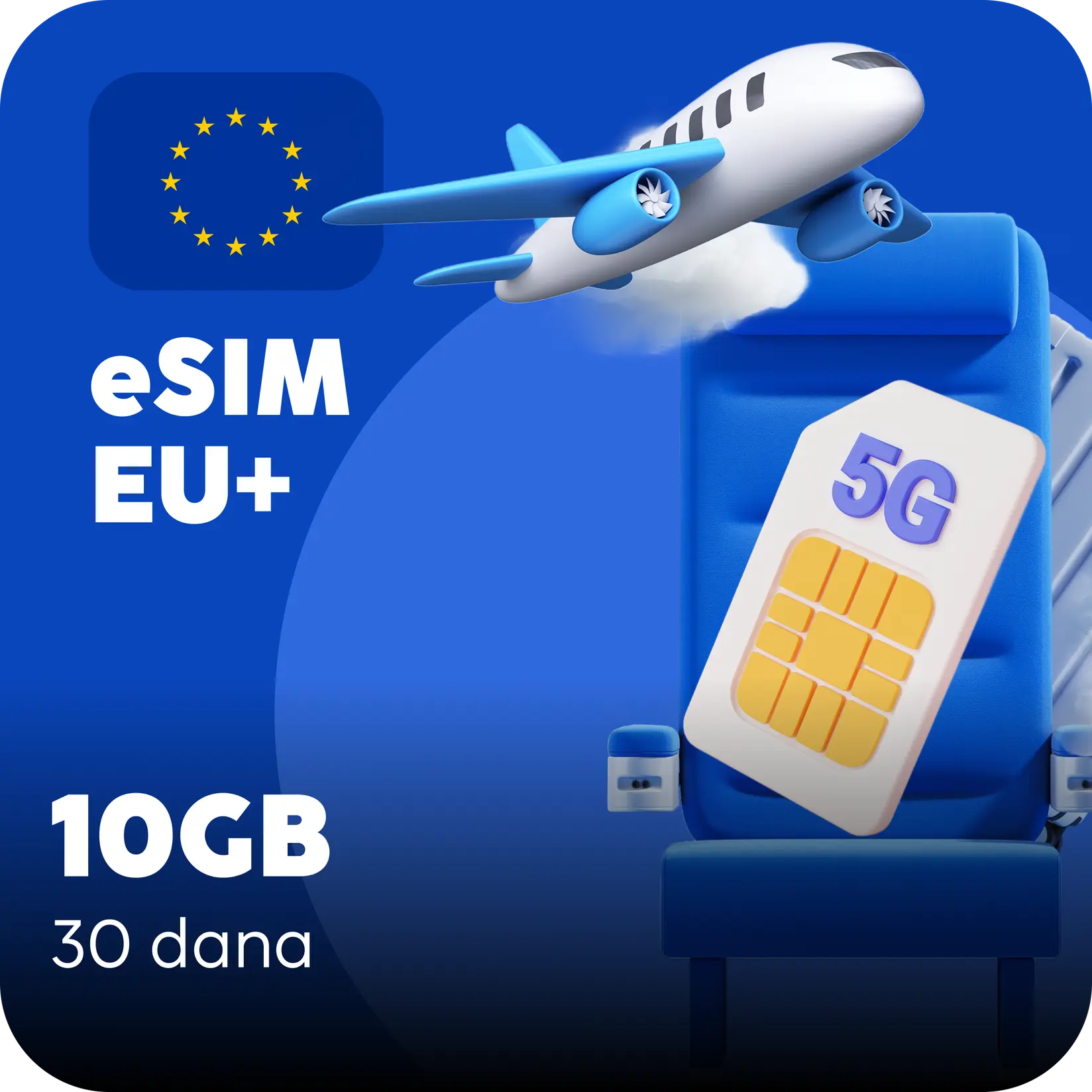 Evropa eSIM kartica - 10GB prepaid mobilnih podataka za 30 dana