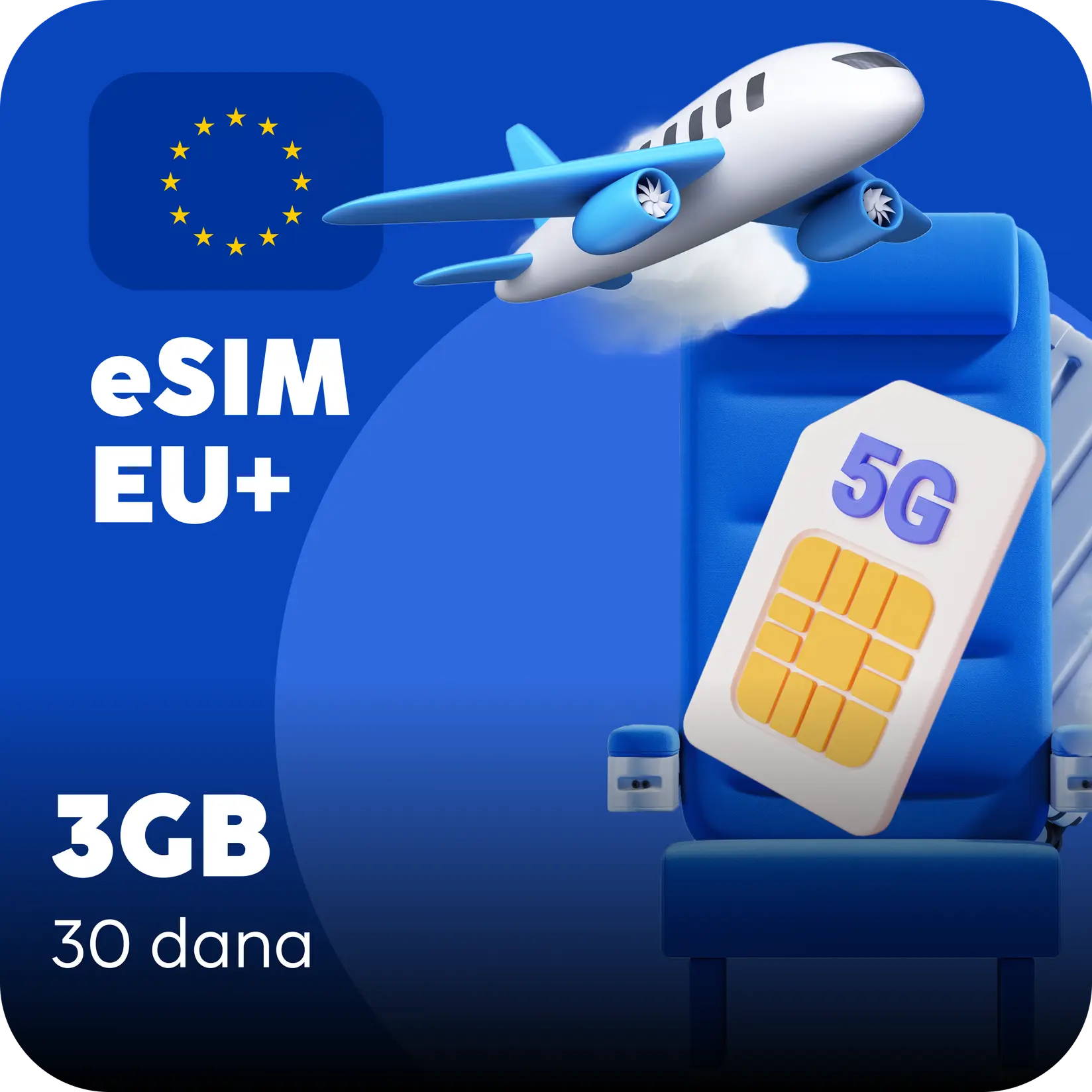 Evropa eSIM kartica - 3GB prepaid mobilnih podataka za 30 dana