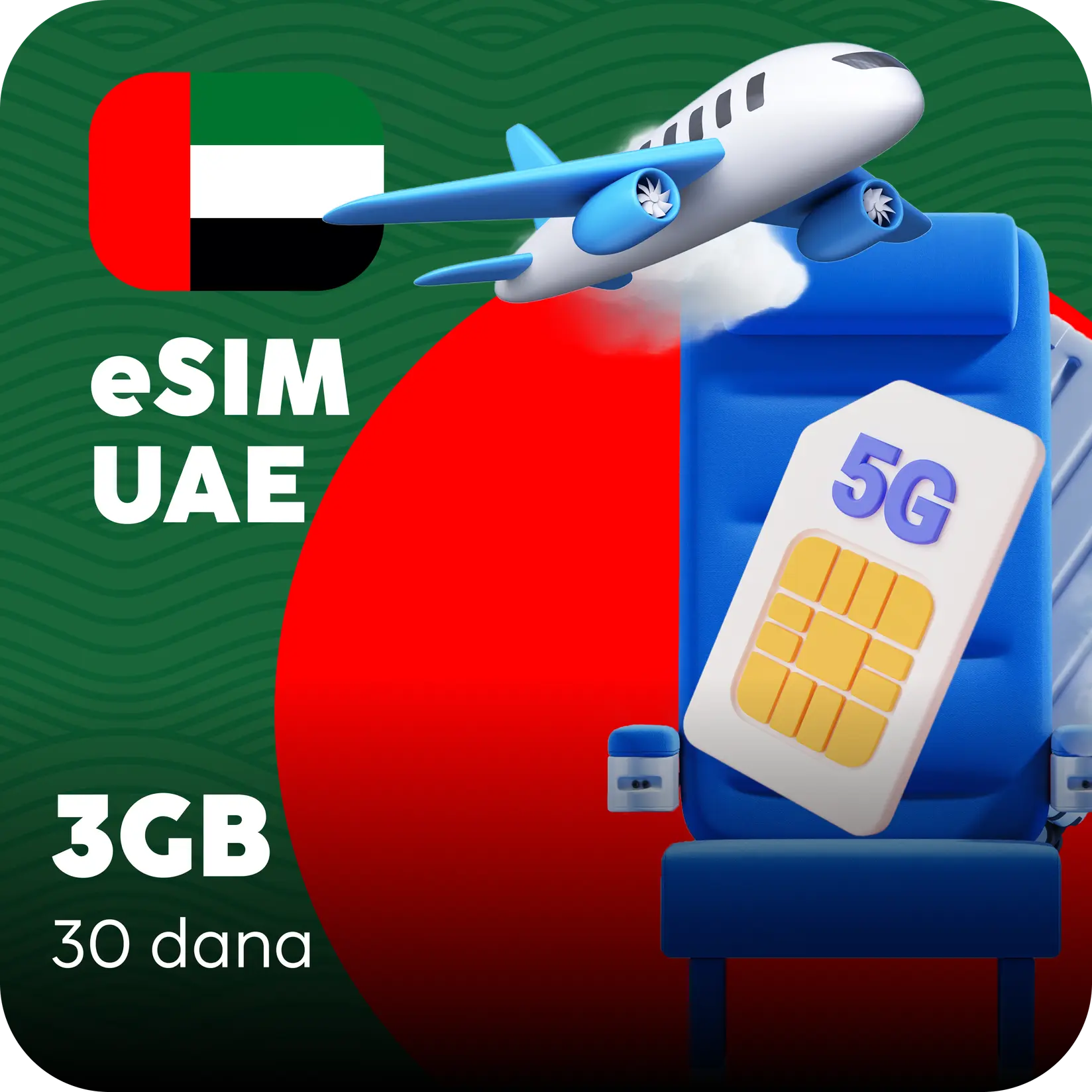 Ujedinjeni Arapski Emirati eSIM kartica - 3GB prepaid mobilnih podataka za 30 dana