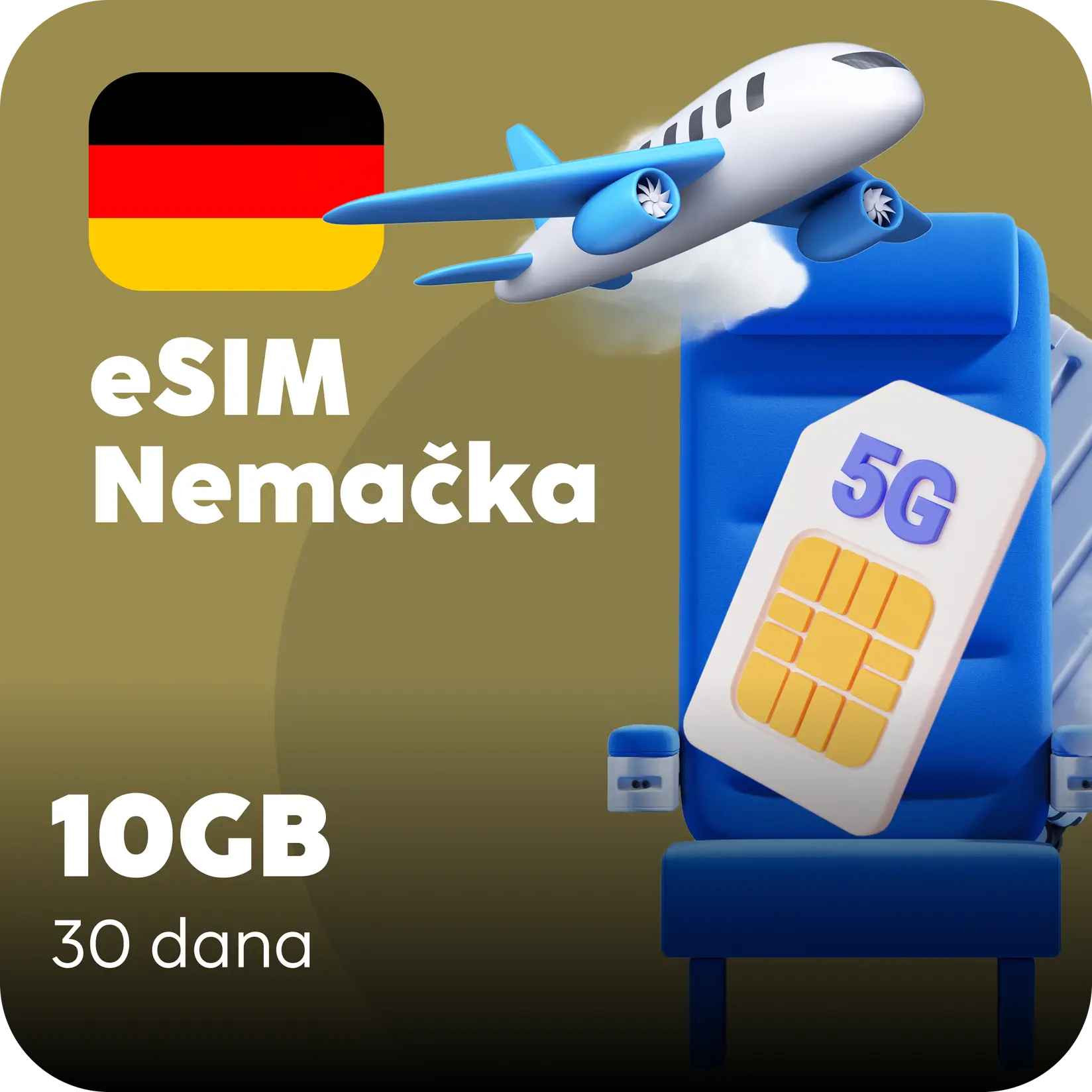 Nemačka eSIM kartica - 10GB prepaid mobilnih podataka za 30 dana
