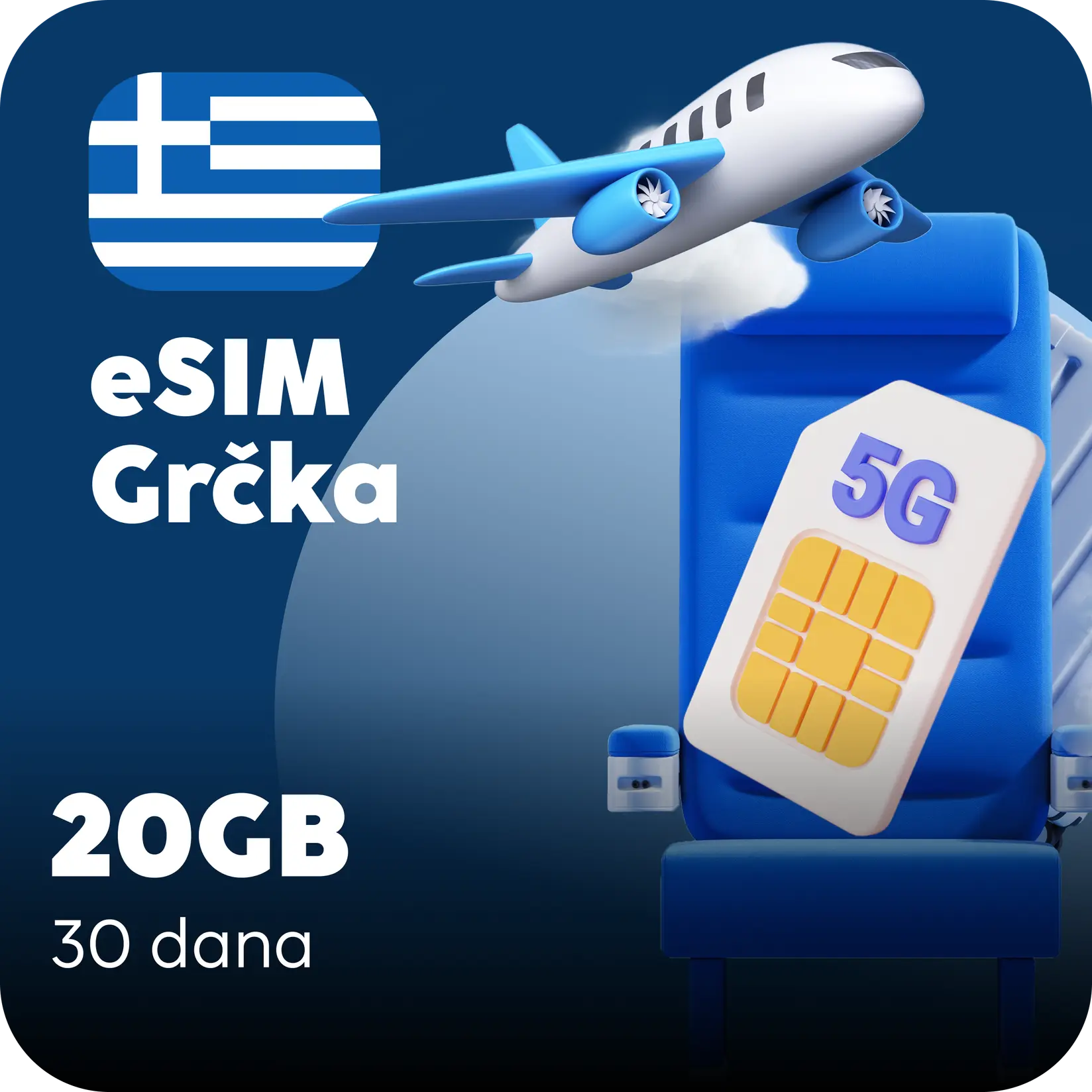 Grčka eSIM kartica - 20GB prepaid mobilnih podataka za 30 dana