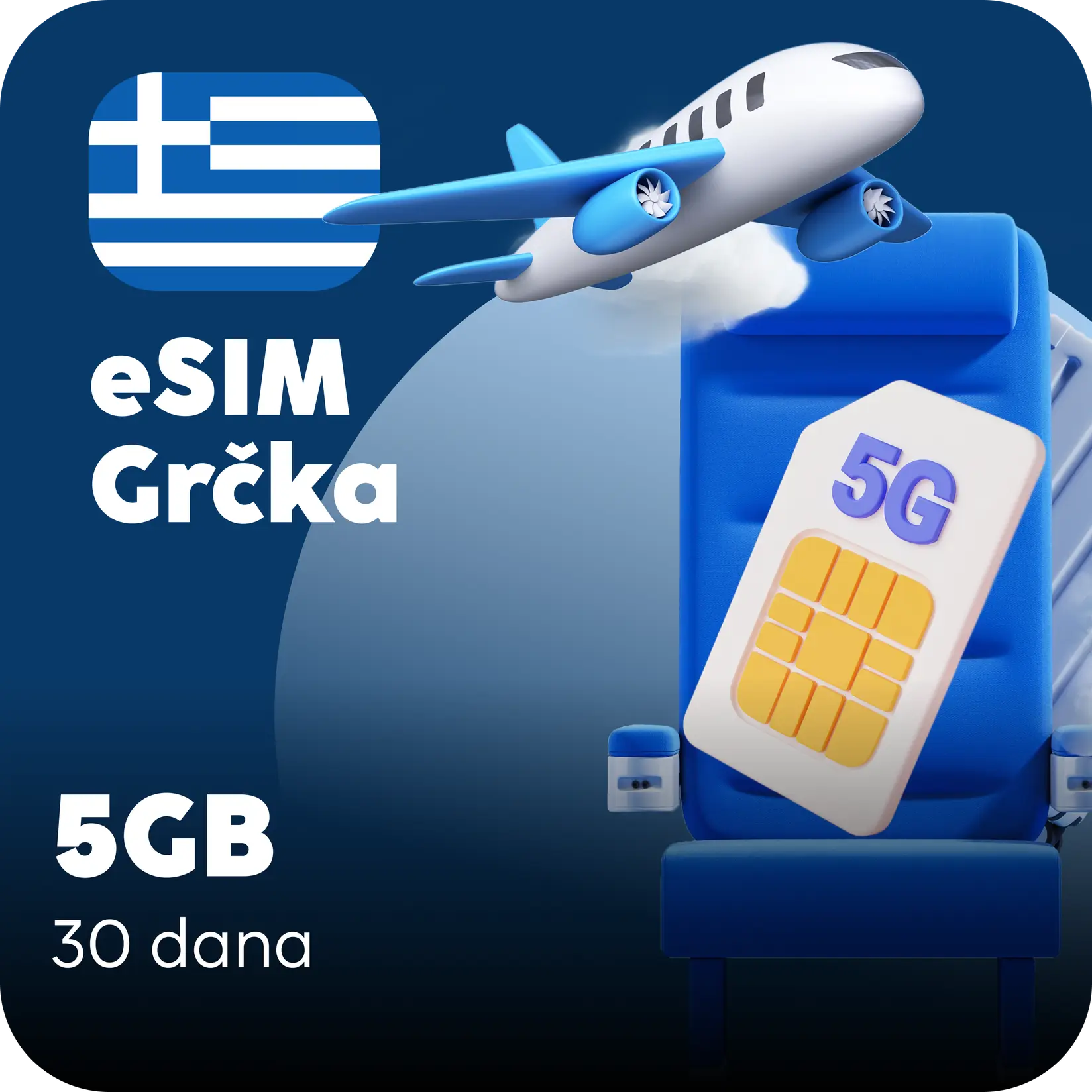 Grčka eSIM kartica - 5GB prepaid mobilnih podataka za 30 dana