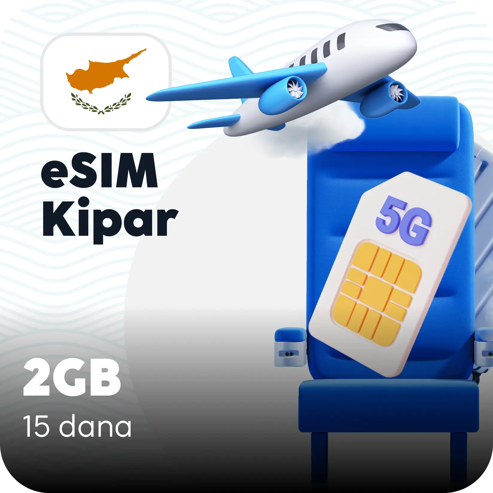 Kipar eSIM kartica - 2GB prepaid mobilnih podataka za 15 dana