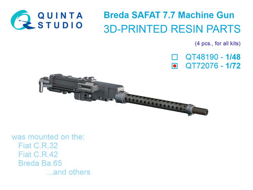 Quinta Studio QT72076 Italian WWII Machine Gun Breda SAFAT 7.7 mm - 3D-Printed (4 pcs / for All Kits)