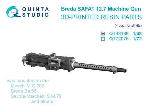 NEW! Quinta Studio QT48189 Italian WWII Machine Gun Breda SAFAT 12.7 mm - 3D-Printed (4 pcs / for All Kits)