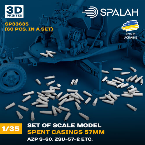 NEW! Spalah 33635 Spent Casings 57 mm for AZP S-60 and ZSU-57-2 (60 pcs / 3D-Printed)
