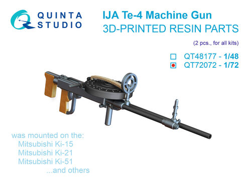 Quinta Studio QT72072 IJA WWII Te-4 Machine Gun - 3D-Printed (2 pcs / for All Kits)