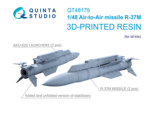 NEW! Quinta Studio QT48179 R-37M Air-to-Air Missiles with Launchers - 3D-Printed (2 pcs / for All Kits)