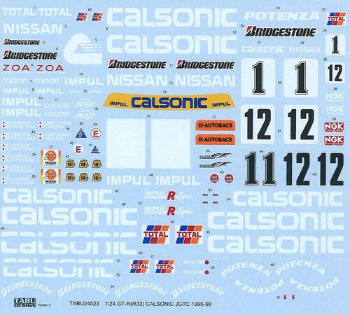 NEW! Tabu Design 24023 Nissan GT-R (R33) Calsonic - JGTC 1995-1998 Decal Set