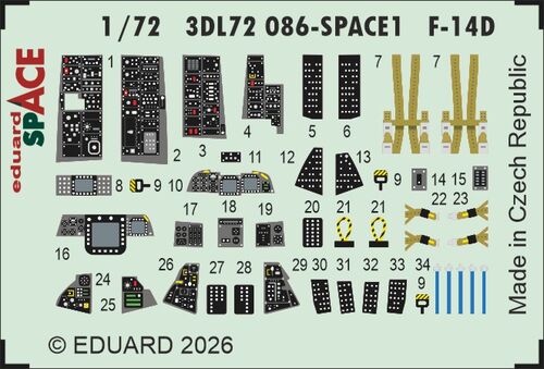 Eduard 3DL72086 Grumman F-14 D Tomcat - Space Set (for Tamiya Kits)