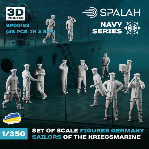 NEW! Spalah 00153 German Kriegsmarine WWII Sailors - Set of 48 3D-Printed Figures