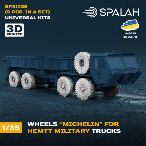 NEW! Spalah 31235 Wheels "Michelin" for Military Trucks HEMTT (9 pcs / 3D-Printed)