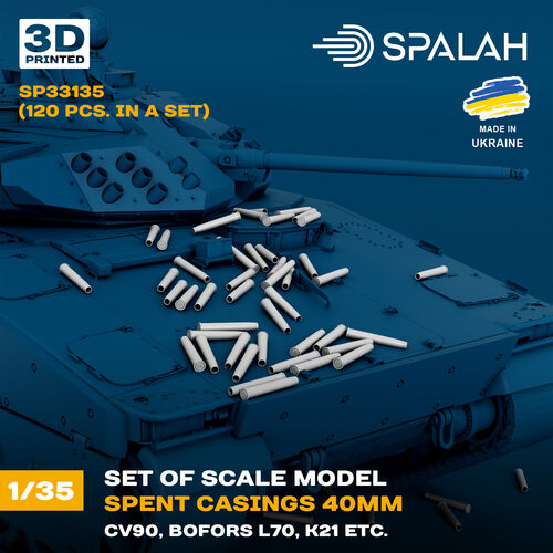 NEW! Spalah 33135 Spent Casings 40 mm for CV90, Bofors L70 and K21 (120 pcs/ 3-D Printed)
