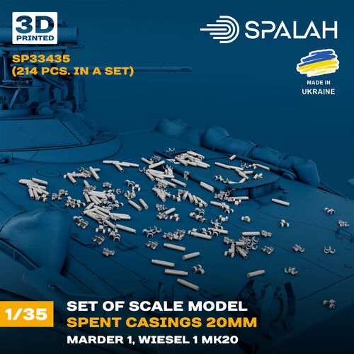 NEW! Spalah 33435 Spent Casings 20 mm for Marder 1, Wiesel 1 and Mk.20, (214 pcs/ 3-D Printed)
