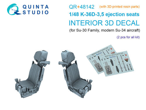 Quinta Studio QR+48142 K-36D-3,5 Ejection Seats (2 pcs) for Su-30 Family and Su-34 (for All Kits / 3D-Printed)