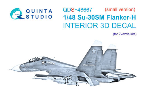 Quinta Studio QDS48667 Sukhoi Su-30 SM - 3D-Printed & Coloured Interior Small Version (for Zvezda Kits)