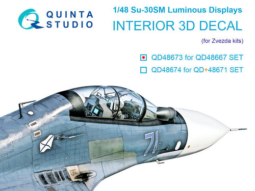 Quinta Studio QD48673 Sukhoi Su-30 SM - Luminous Displays for QD/QDS-48667 Sets (for Zvezda Kits)