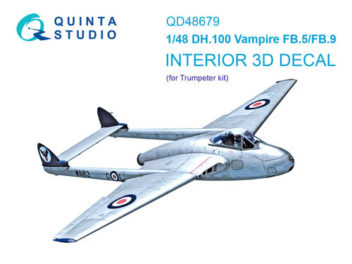 Quinta Studio QD48679 de Havilland DH.100 Vampire FB.5/FB.9 - 3D-Printed & Coloured Interior (for Trumpeter Kits)
