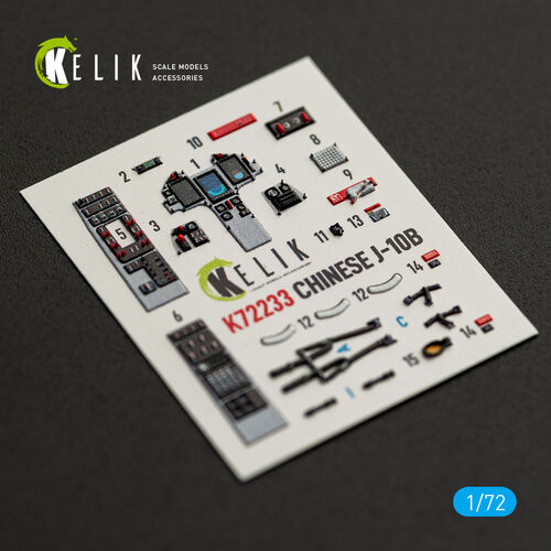 NEW! KELIK K72233 Chinese J-10 B - Interior 3D-Decals (for Trumpeter Kits)