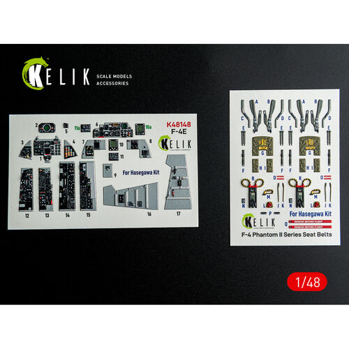 NEW! KELIK K48148 McDonnell Douglas F-4 E Phantom - Interior 3D-Decals (for Hasegawa Kits)