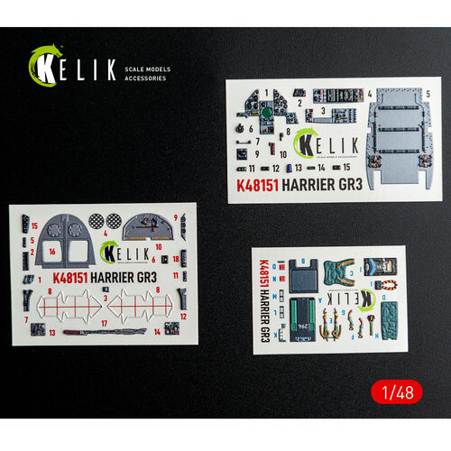 NEW! KELIK K48151 BAE Harrier GR.3 - Interior 3D-Decals (for Kinetic Kits)