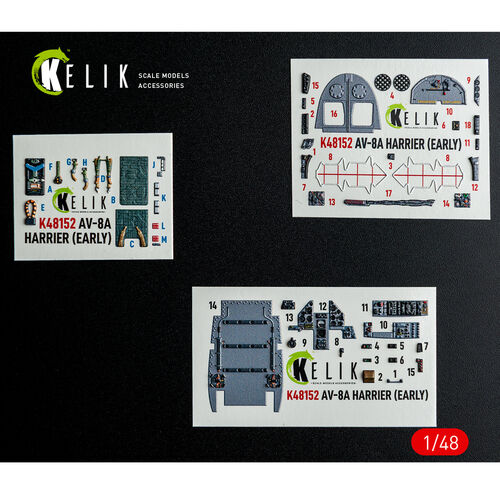 NEW! KELIK K48152 McDonnell Douglas AV-8 A Harier (Early) - Interior 3D-Decals (for Kinetic Kits)
