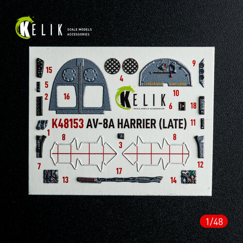 NEW! KELIK K48153 McDonnell Douglas AV-8 A Harier (Late) - Interior 3D-Decals (for Kinetic Kits)