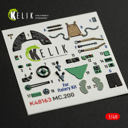 NEW! KELIK K48163 Macchi C.200 Saetta - Interior 3D-Decals (for Italeri Kits)