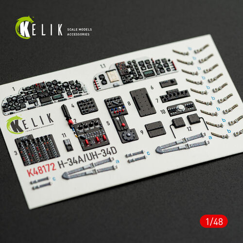 NEW! KELIK K48172 Sikorsky H-34A / UH-34D - Interior 3D-Decals (for Italeri Kits)