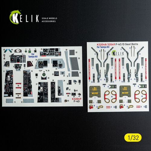 NEW! KELIK K32049 McDonnel Douglas F-4 D Phantom - Interior 3D-Decals (for Tamiya Kits)
