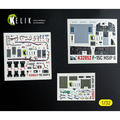 NEW! KELIK K32052 McDonnell Douglas F-15 C MSIP II - Interior 3D-Decals (for Tamiya Kits)