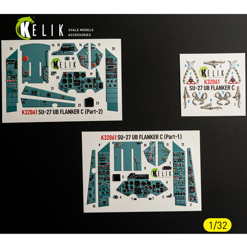 NEW! KELIK K32061 Sukhoi Su-27 UB Flanker C - Interior 3D-Decals (for Trumpeter Kits)