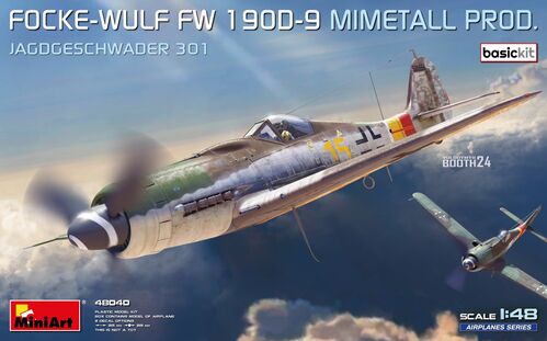 NEW! MiniArt 48040 Focke Wulf Fw-190 D-9 - Mimetall Production Jagdgeschwader 301 (Basic Kit)