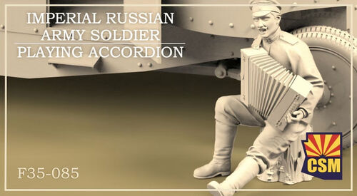 NEW! Copper State Models F35-085 Imperial Russian Army Soldier Preparing Accordion (1 Figure / 3D-Printed)