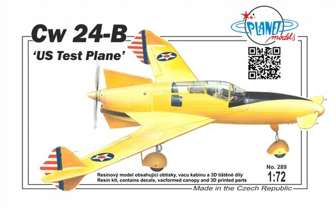 NEW! Planet Models 289 Curtiss CW-24 B - US Test Plane