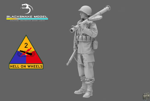 NEW! BlackSnake Model 2ND-07-16 US WWII 2nd Armored Division - Infantry Soldier No.3 with Bazooka (1 Figure)
