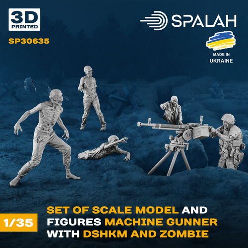 NEW! Spalah 30635 Machine gunner with DShKM and Zombies (5 Figures / 3-D Printed)