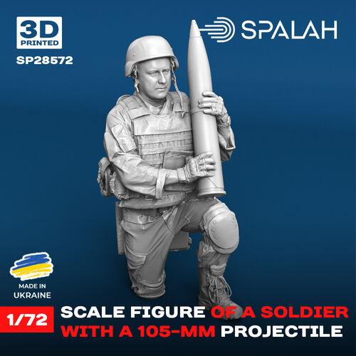 NEW! Spalah 28572 Soldier with 105 mm Projectile (1 Figure / 3-D Printed)