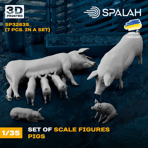 NEW! Spalah 32635 Pigs (7 Figures / 3-D Printed)