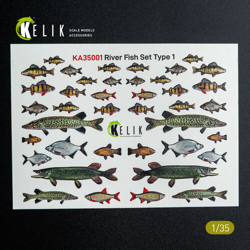 NEW! KELIK KA35001 River Fish Set Type 1 - 3D-Decal for Dioramas