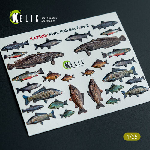 NEW! KELIK KA35002 River Fish Set Type 2 - 3D-Decal for Dioramas